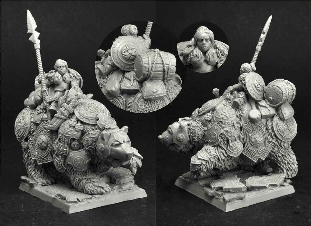 Scibor Miniatures 28mm / 30mm Dwarf Jorika on War Bear | Wayland Games