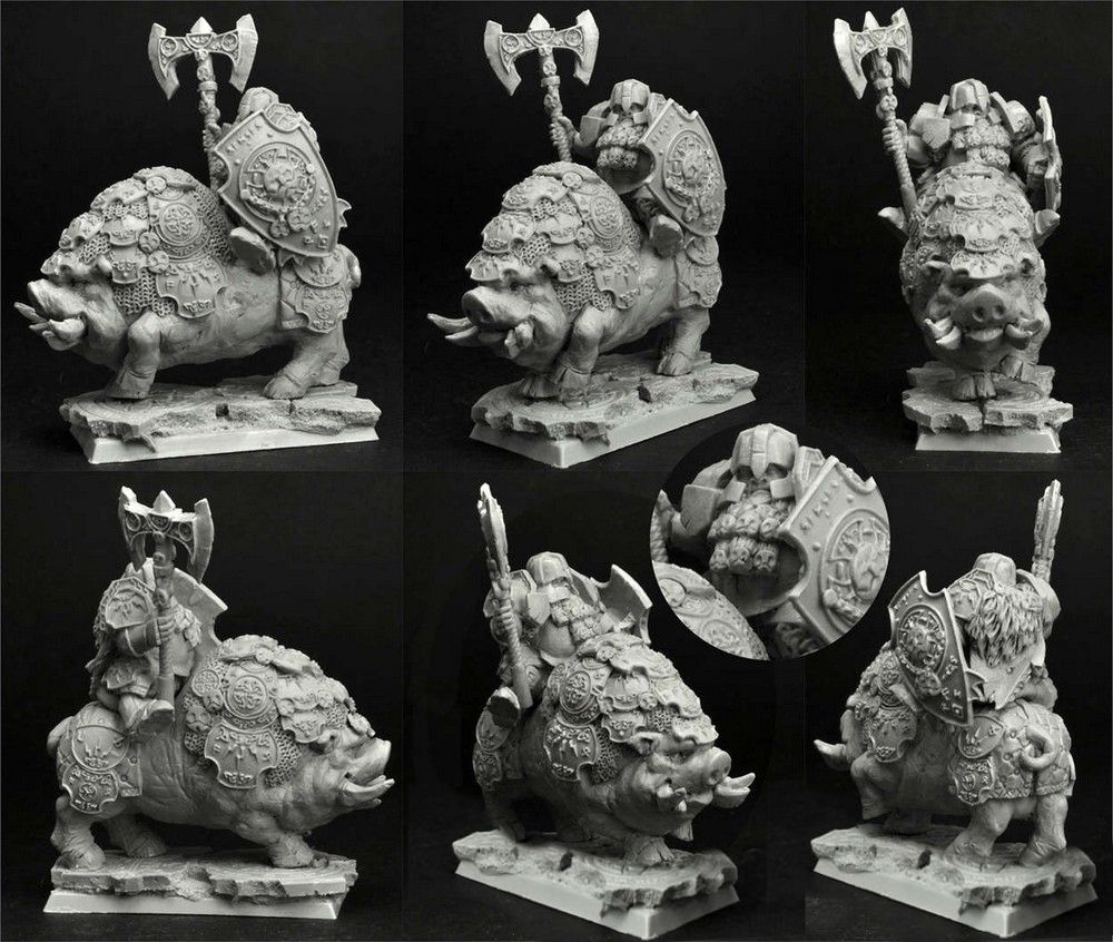 Scibor Miniatures 28mm / 30mm Dwarf Lord Dain on War Boar | Wayland Games