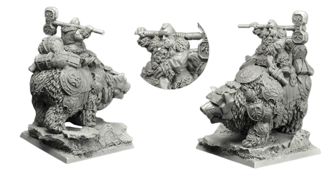 Scibor Miniatures 28mm / 30mm Dwarf Ranger on War Bear No. 3 | Wayland ...