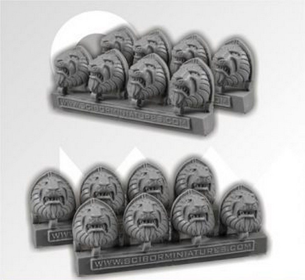 Lion Shoulder Pads Set 4 Scibor Miniatures CPSH0148 | Wayland Games