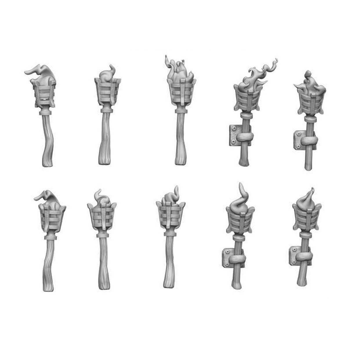 3D Printed Set - Torches Green Stuff World 8435646517414ES | Wayland Games