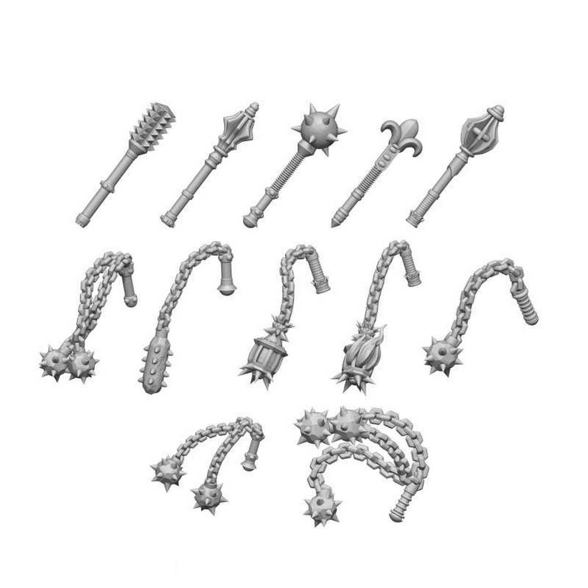 3D Printed Set - Flails and Maces Green Stuff World 8435646522937ES ...