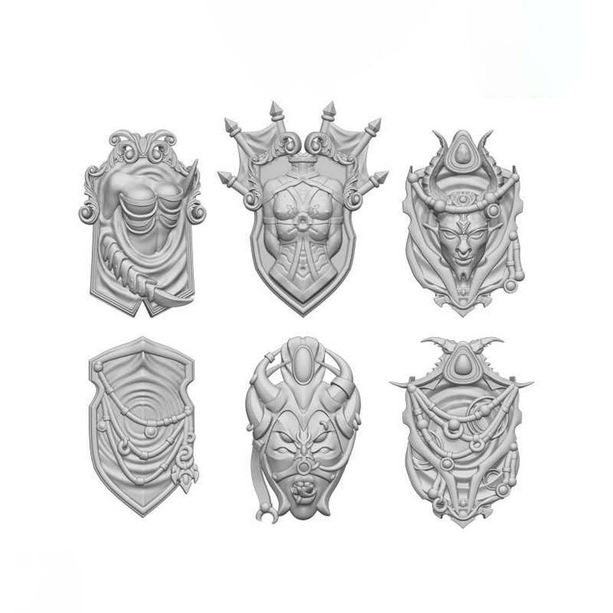 3D Printed Set - Slaanesh Shields Green Stuff World 8435646526867ES ...
