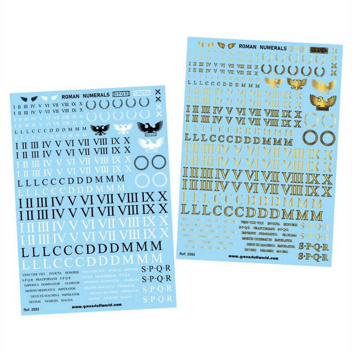 Waterslide Decals - Roman Numerals Green Stuff World 8436574509519ES ...