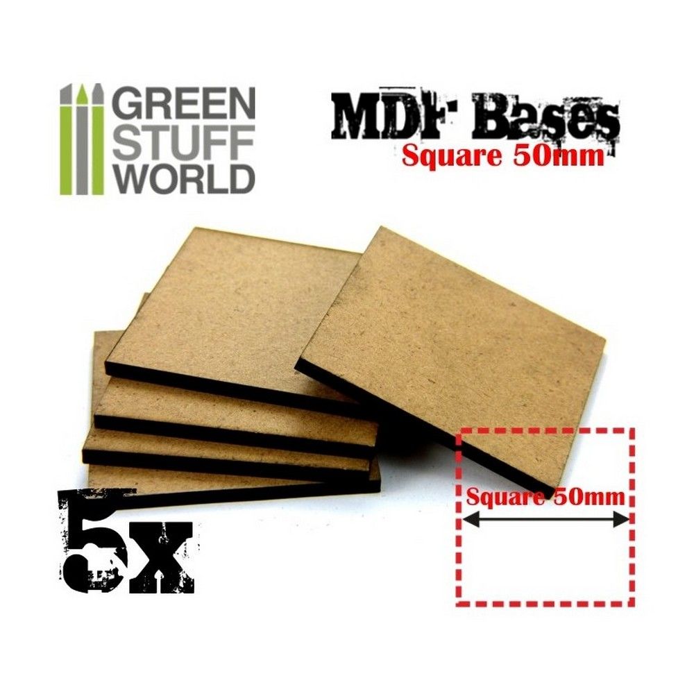 MDF Bases - Square 50mm Green Stuff World 8436554366446ES | Wayland Games