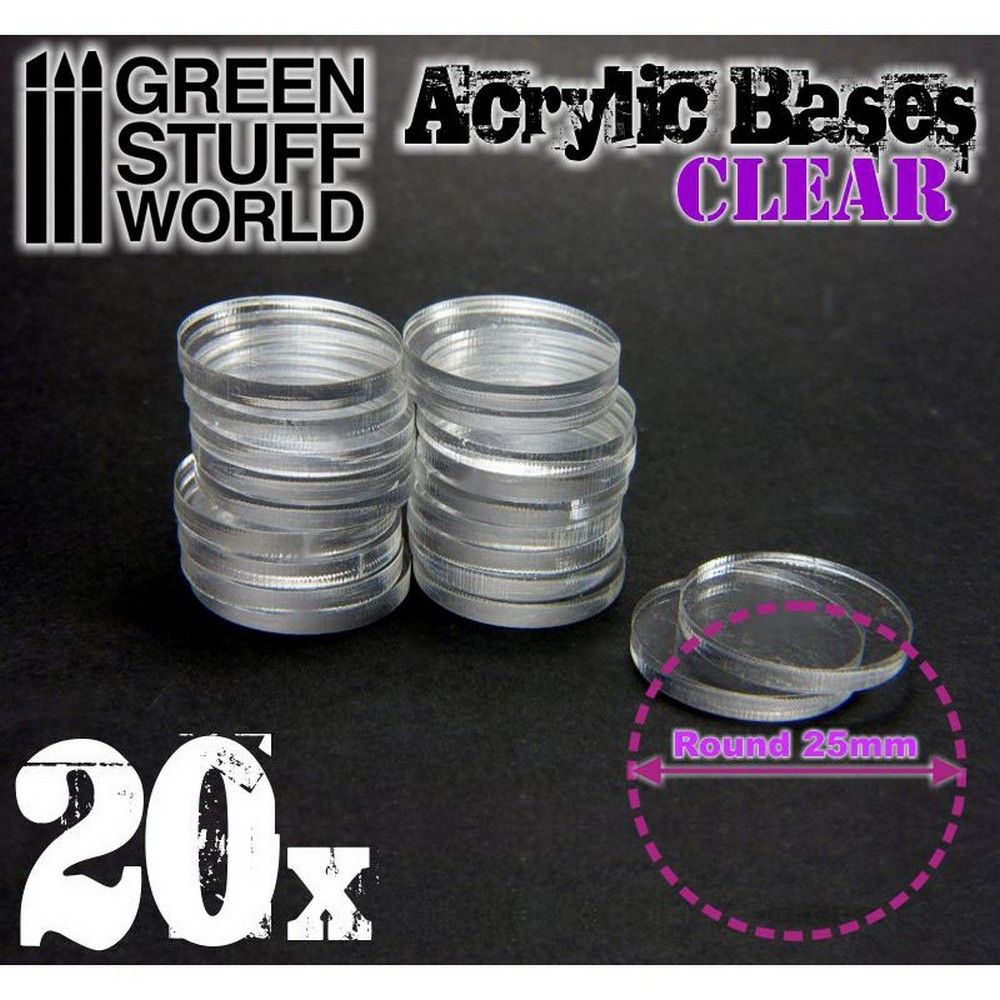 Acrylic Bases - Round 25mm Clear Green Stuff World 8436554367894ES ...