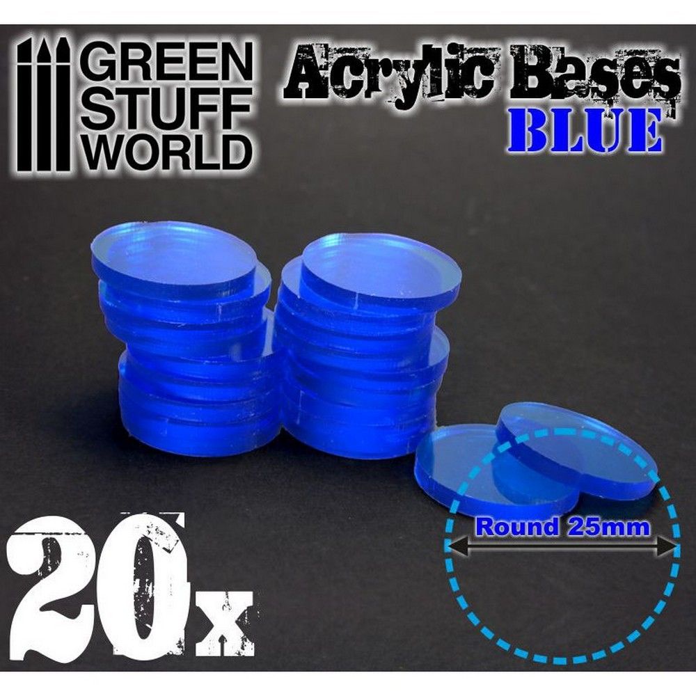 Acrylic Bases - Round 25mm Clear Blue Green Stuff World | Wayland Games