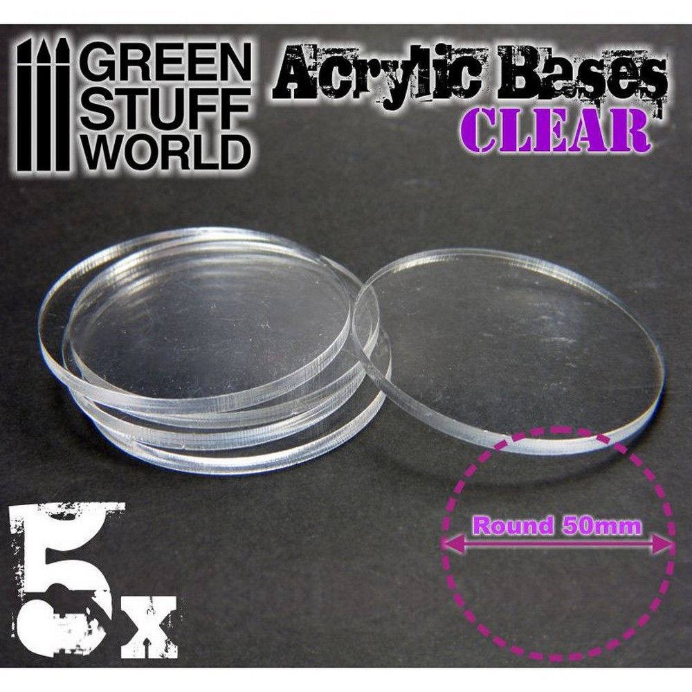 Acrylic Bases - Round 50mm Clear Green Stuff World 8436554367948ES ...