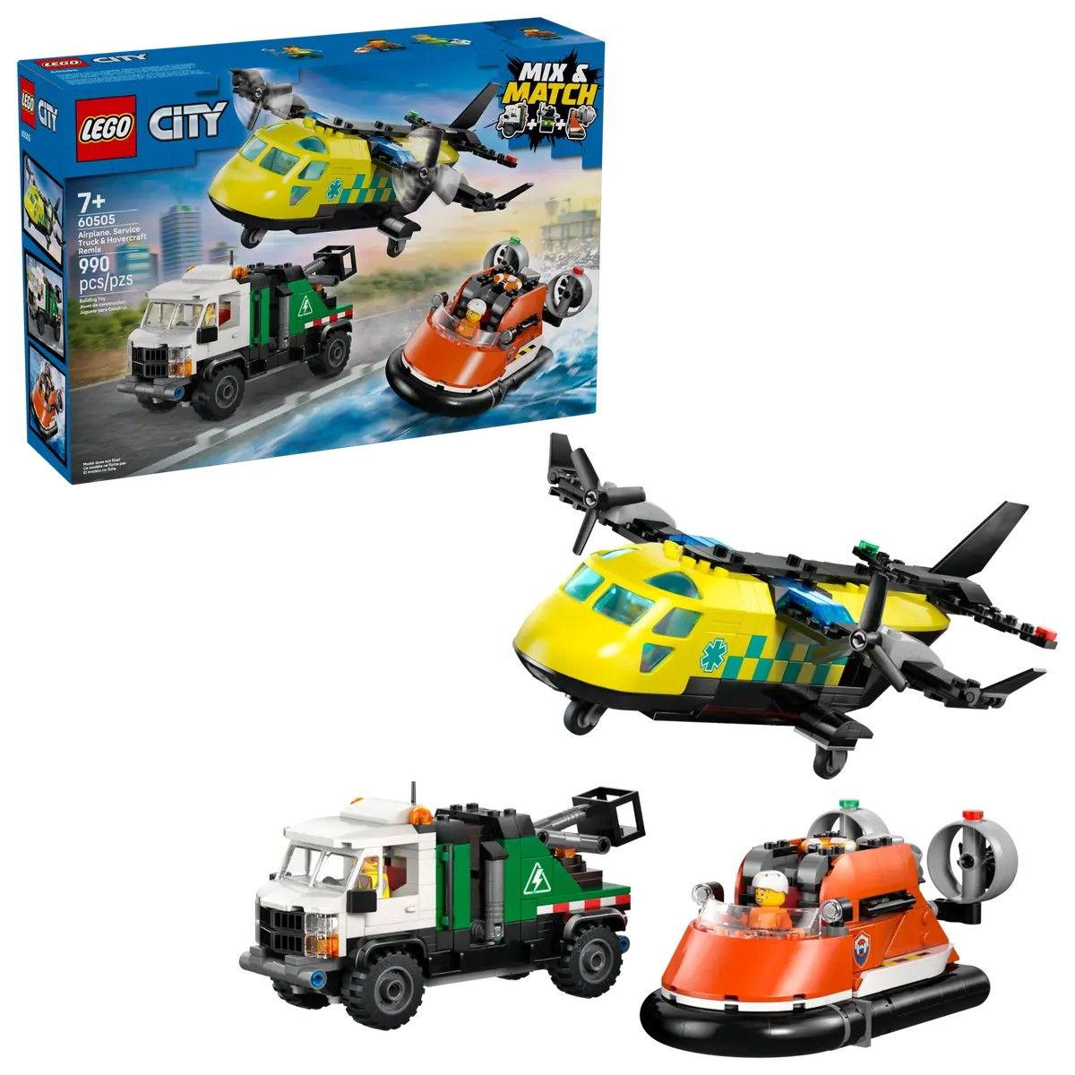 Airplane, Service Truck & Hovercraft Remix LEGO City 60505 | Wayland Games