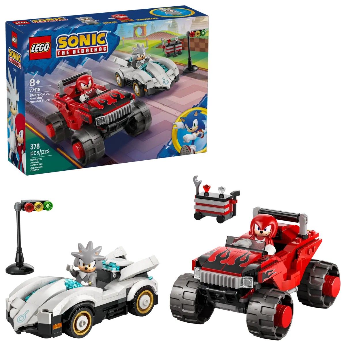 Silver's Car vs. Knuckles' Monster Truck LEGO Sonic the Hedgehog 77118 ...