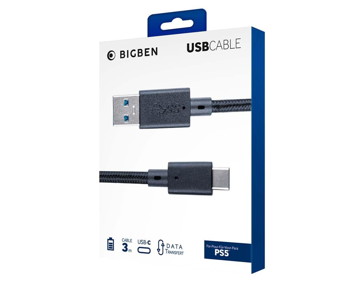 USB C Cable 3m - PS5 Nacon P5AELLBBN00478 | Wayland Games
