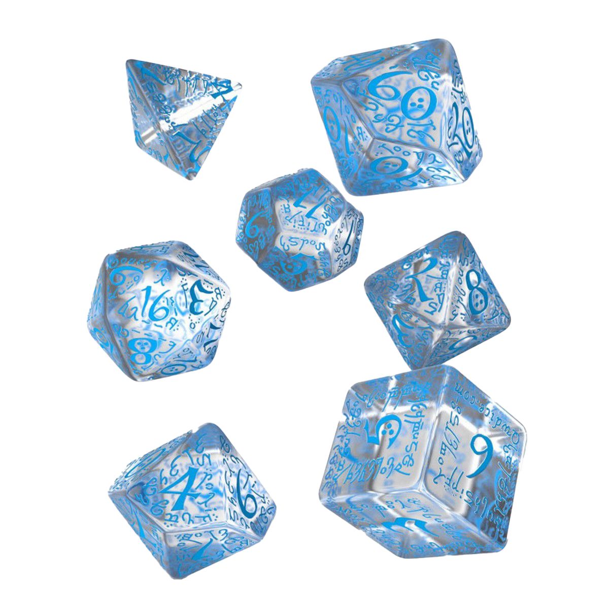 Elvish Dice Set - Translucent & Blue | Wayland Games