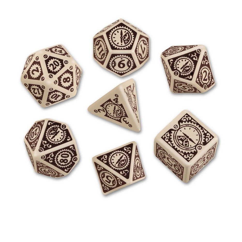 Steampunk Clockwork Dice Set - Beige & Brown | Wayland Games