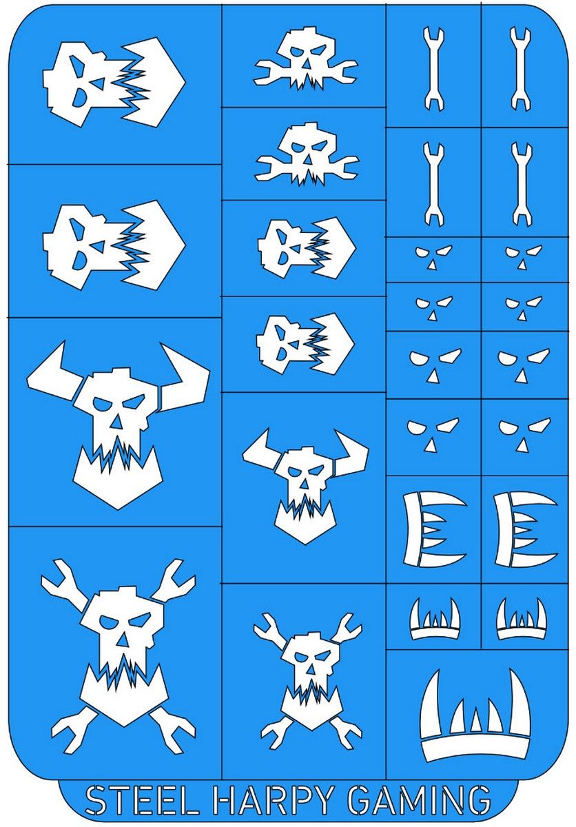 Steel Harpy Gaming: Space Orks - Style 2 - Vinyl Stencil | Wayland Games